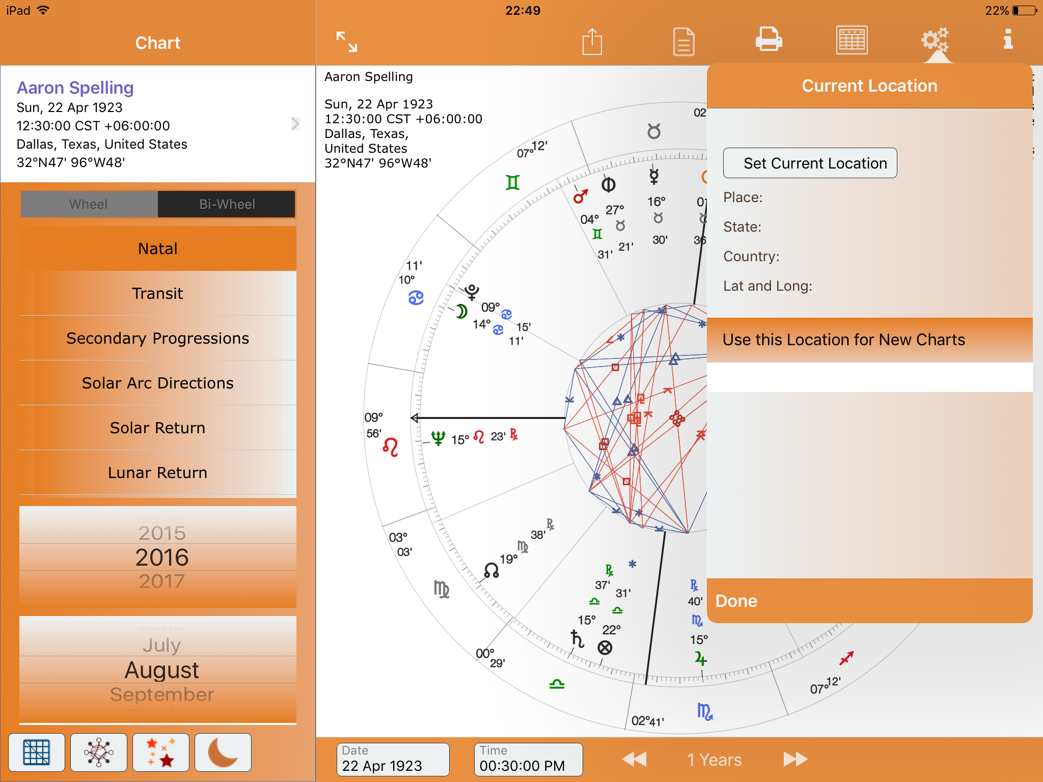Set Your Current Location for New Charts | AstroConnexions